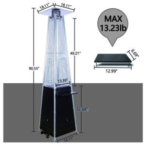 Patio Propane Heater Outdoor Patio Heater 48,000 BTU Pyramid Outdoor Heater Quartz Glass Tube Propane Heater Gas Patio Heaters for Outdoor Use with Wheels,Cover,Ground Nails,Detachable Table