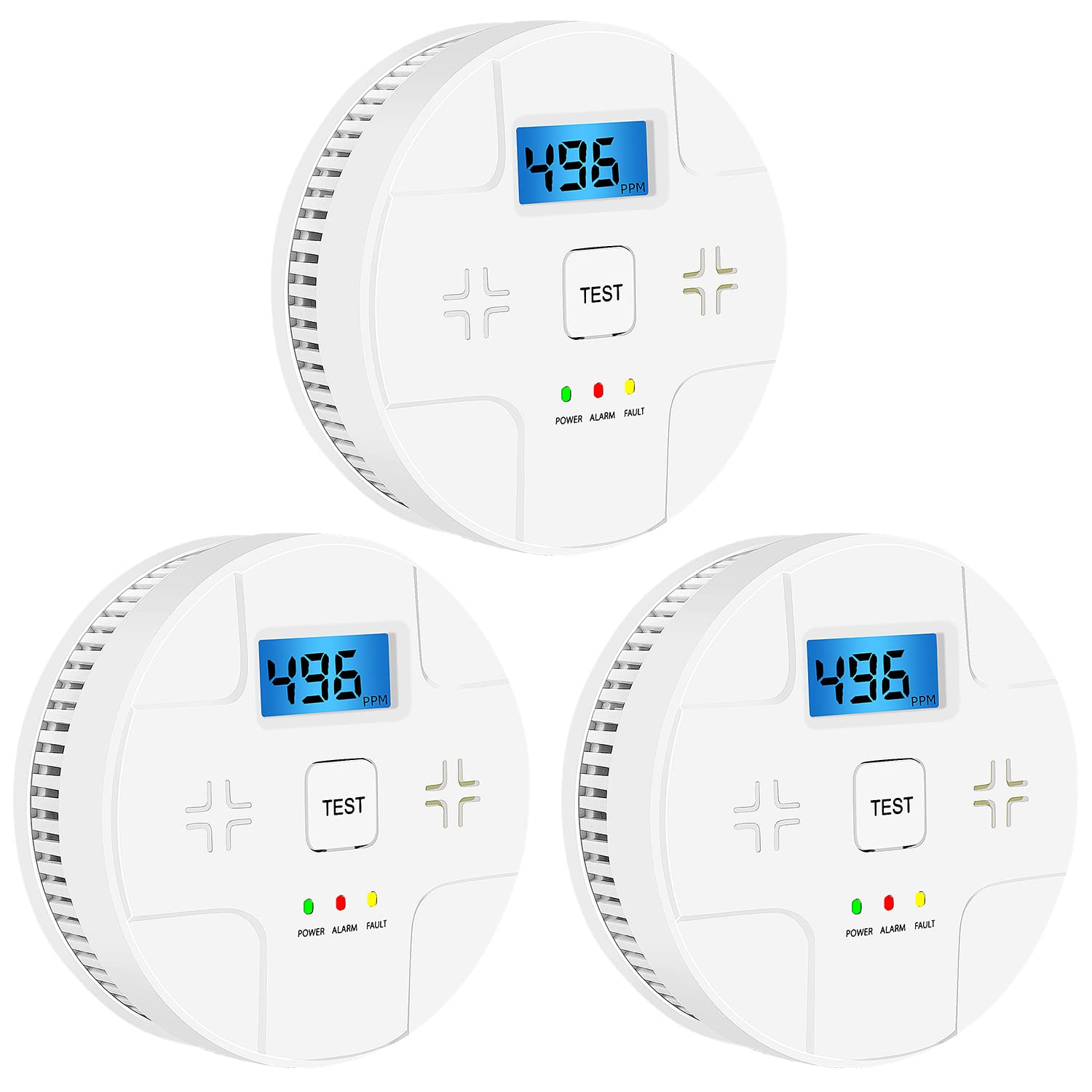 3 Pack Combination Smoke Carbon Monoxide Alarm Detector Battery Operated, Portable Smoke and Co Alarm for Home Bedroom Travel，Easy to Install