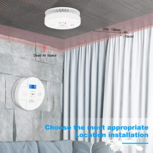 3 Pack Combination Smoke Carbon Monoxide Alarm Detector Battery Operated, Portable Smoke and Co Alarm for Home Bedroom Travel，Easy to Install