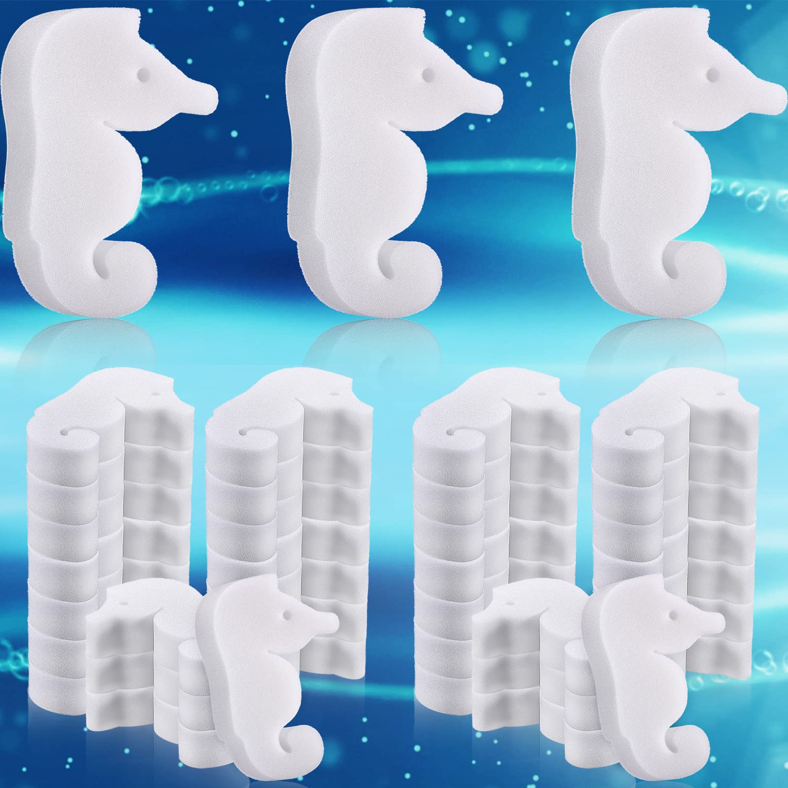 Remerry 40 Pieces Oil Absorbing Sponge Seahorse Shape Hot Tub Cleaning Sponge Floating Sponge for Swimming Pool, Spa, Hot Tub Supplies