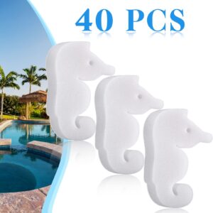 Remerry 40 Pieces Oil Absorbing Sponge Seahorse Shape Hot Tub Cleaning Sponge Floating Sponge for Swimming Pool, Spa, Hot Tub Supplies