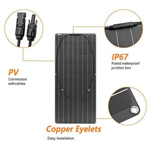 Socentralar Flexible Solar Panel Kit 100Watt 12V Solar Panel System with 12V24V 10A Controller ,Extension Cable Used in Cars,RV, Boats Trailer Outdoor