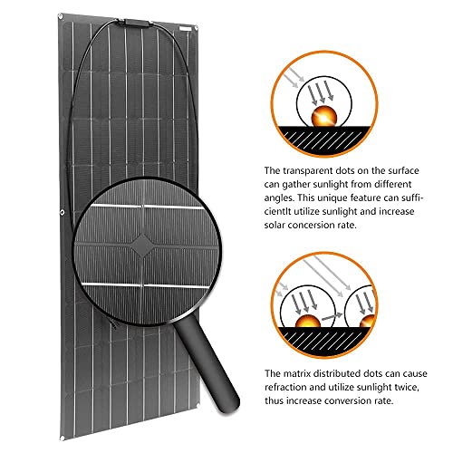 Socentralar Flexible Solar Panel Kit 100Watt 12V Solar Panel System with 12V24V 10A Controller ,Extension Cable Used in Cars,RV, Boats Trailer Outdoor