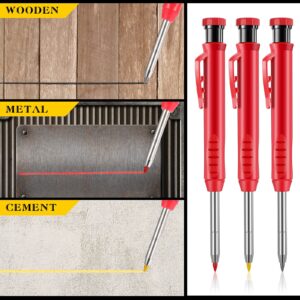 Outus Solid Carpenter Pencil for Construction and Refills with Built in Sharpener, Long Nosed Deep Hole Mechanical Pencil Marker Marking Tool for Scriber Woodworking Architect Carpenter (39 Pieces)