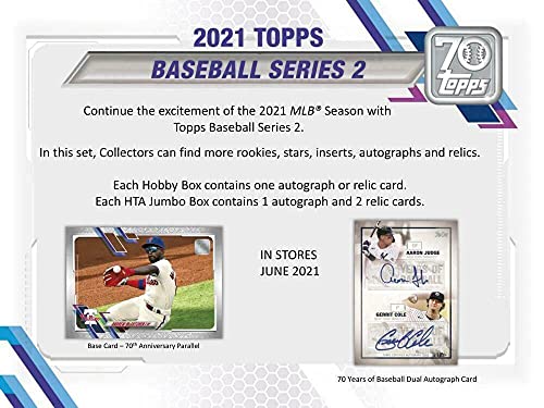 2021 Topps Series 2 Baseball Factory Sealed Hobby Box 24 Packs of 14 Cards. 1 RELIC OR AUTO PER BOX. MASSIVE 344 Cards, Chase rookie cards of an Amazing Rookie Class such as Ke-Bryan Hayes, Jake Cronenworth, Zach McKinstry, Estevan Florial, Shane McClanah