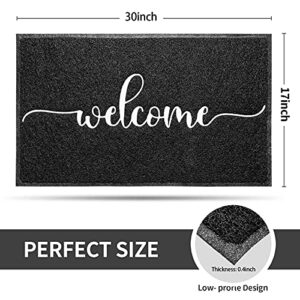 Downshifting Door Mat (30"x17",Black), Durable Welcome Mat Low Profile Floor Mat Non Slip Rugs, Indoor Outdoor Door Rug Easy to Clean Entry Rugs for Entryway Patio, High Traffic Areas