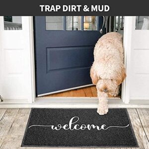 Downshifting Door Mat (30"x17",Black), Durable Welcome Mat Low Profile Floor Mat Non Slip Rugs, Indoor Outdoor Door Rug Easy to Clean Entry Rugs for Entryway Patio, High Traffic Areas