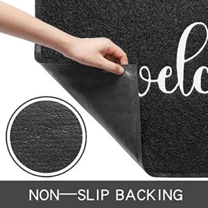 Downshifting Door Mat (30"x17",Black), Durable Welcome Mat Low Profile Floor Mat Non Slip Rugs, Indoor Outdoor Door Rug Easy to Clean Entry Rugs for Entryway Patio, High Traffic Areas