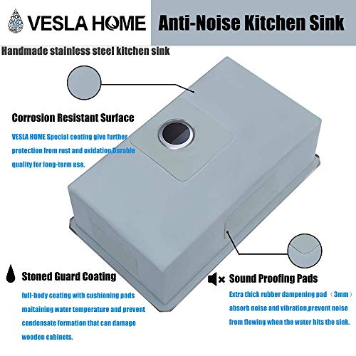 VESLA HOME 30 inch Drop in Kitchen Sink, Topmount Single Bowl Stainless Steel Handmade RV Kitchen Sinks with Dish Grid and Drain Cap