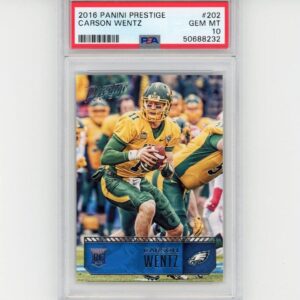 graded 2016 panini prestige carson wentz #202 rookie rc football card psa 10 gem mint