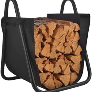 Rocky Mountain Goods Fireplace Log Holder with Removable Canvas Firewood Carrier - Firewood Rack Holds the Wood and the Removable Canvas Tote Makes Hauling Wood Easy and Convenient - 2 Products in One