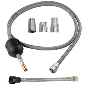 hygie rinse 88624000 replacement pull-out faucet hose compatible with hansgrohe kitchen faucets standard non-select single hole, with 14.1oz/0.88lb weight ball, kitchen faucet spray hose 59 +10.5 inch