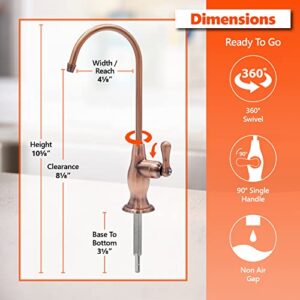 Express Water Deluxe Water Filter Faucet – Brushed Copper Faucet – 100% Lead-Free Drinking Water Faucet – Compatible with Reverse Osmosis Water Filtration Systems