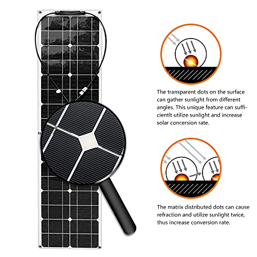 Socentralar Flexible Solar Panel 50W, Monocrystalline 50W Solar Panel Kit with 12V/24V 10A Controller,Extension Cable for Battery,Car,Yacht,Boat,RV