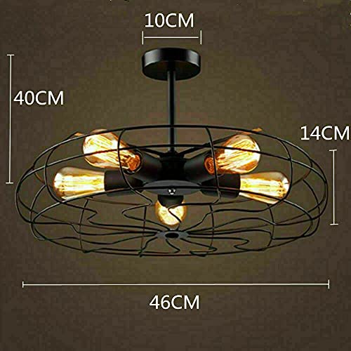 Gdrasuya10 5 Lights Metal Cage Chandelier, Semi Flush Mount Ceiling Lights Vintage Farmhouse Pendant Hanging Lighting Industrial Laundry Room Light Fixtures