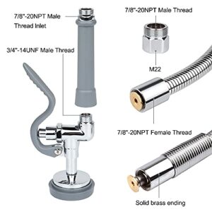 COOLWEST Pre-Rinse Spray Valve with Hose 44 Inch Stainless Commercial Hose with Sprayer Nozzle Head Replacement Kit for Commercial Kitchen Sink Faucet