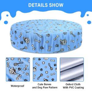 Docuwee Foldable Round Dog Kids Swimming Pool Cover, for 48" Collapsible Outdoor Pool, PVC Coating Waterproof and UV Protection, Leakproof Washable Kiddie Dog Small Pool Cover