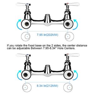 36" Height Commercial Sink Faucet with Pre Rinse Sprayer, 8 Inch Center Commercial Wall Mount Kitchen Faucet with 12” Swing Spout 3 Bay Commercial Compartment Sink Faucet for Restaurant Industrial