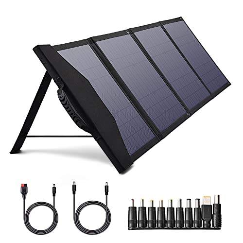 Portable Solar Panel, 80W Solar Charger with DC Output for Power Station Generator Camping RV Monocrystalline Foldable Solar Panel Battery Charger for Phones Laptop Tablet Camera