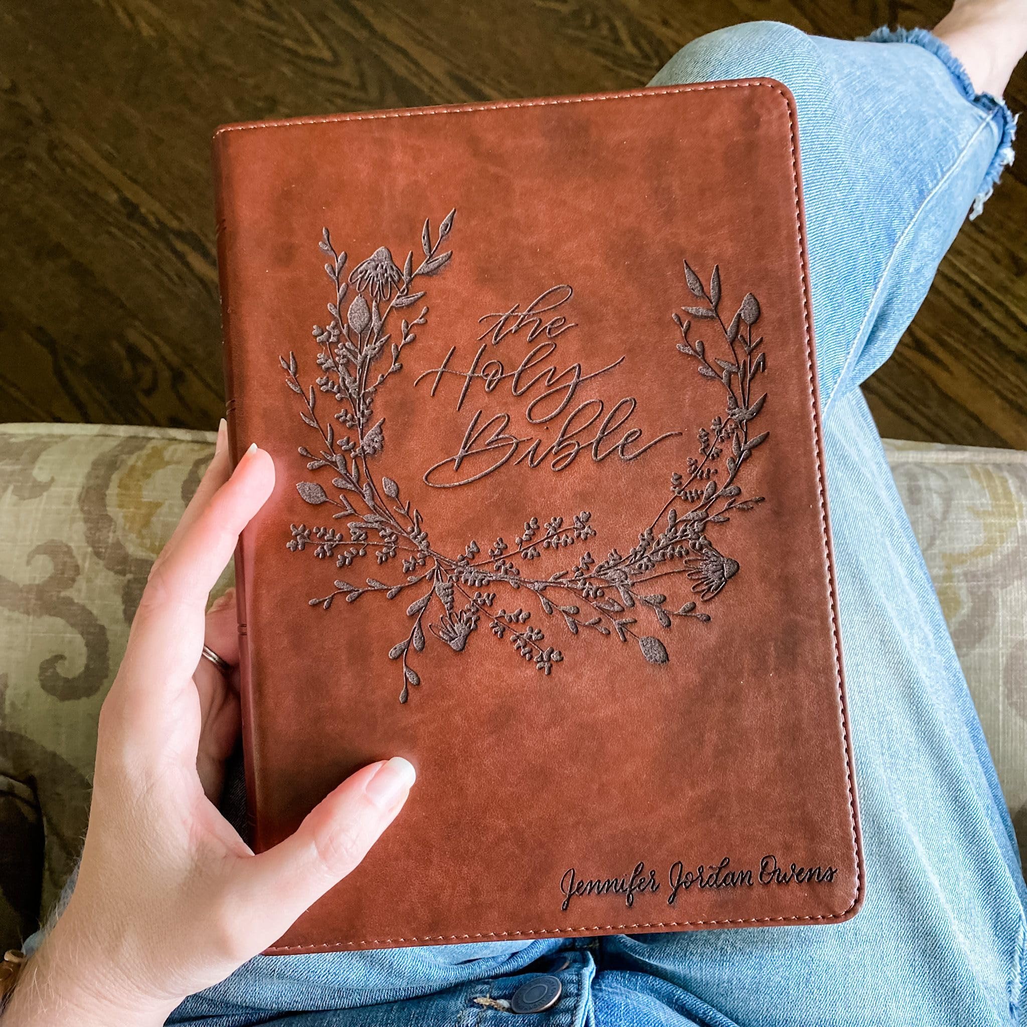 Hand Lettered and Laser Engraved ESV Wide Margin Bible, Personalized Gift, Custom Name Engraving Available