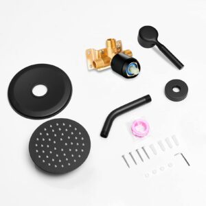 Black Shower Head And Faucet Set Complete With Valve Shower Fixtures With 6 Inch High Pressure Rain Shower Head Trim kit Regaderas Para bBaño Modernas