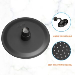 Black Shower Head And Faucet Set Complete With Valve Shower Fixtures With 6 Inch High Pressure Rain Shower Head Trim kit Regaderas Para bBaño Modernas