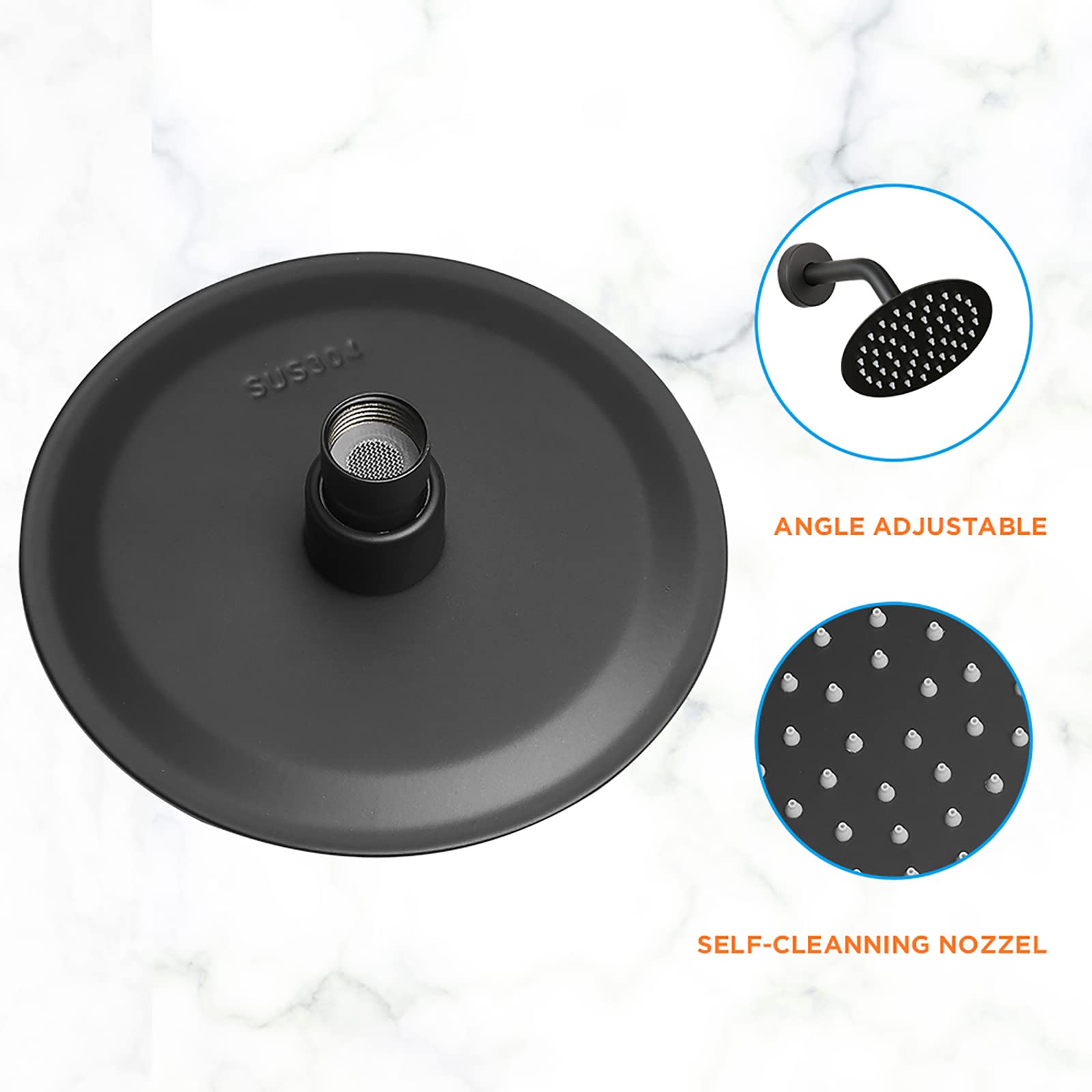 Black Shower Head And Faucet Set Complete With Valve Shower Fixtures With 6 Inch High Pressure Rain Shower Head Trim kit Regaderas Para bBaño Modernas