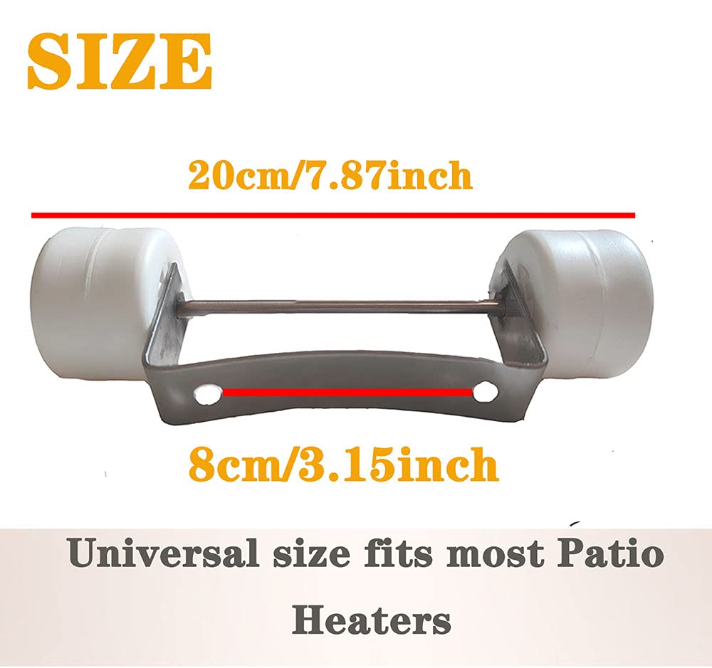 Spotimlody Patio Heater Wheels Replacement Tall Heater Wheel Set,One Size Fits Most Propane Gas Patio Heaters,Easy to Move& Install-Universal Movable Wheel (White Wheels+ Stainless Steel Bracket)