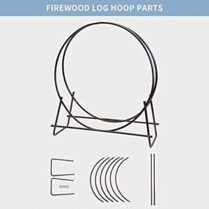 BESHINY 30 Inch Indoor/Outdoor Firewood Racks Tubular Steel Log Rack Hoop