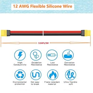 PolyEnergy XT60 Extension Cord 10Ft with XT60 Female Male for Portable Power Station Solar Panel RC Battery Lipo Battery Pack Portable Power Station 12Gauge Flexible  Silicone Wire  Cord