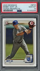 bobby witt jr 2020 bowman paper prospects rookie card rc #bp25 graded psa 10