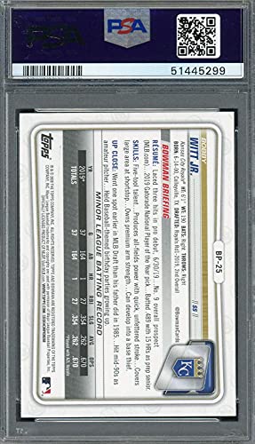 Bobby Witt Jr 2020 Bowman Paper Prospects Rookie Card RC #BP25 Graded PSA 10