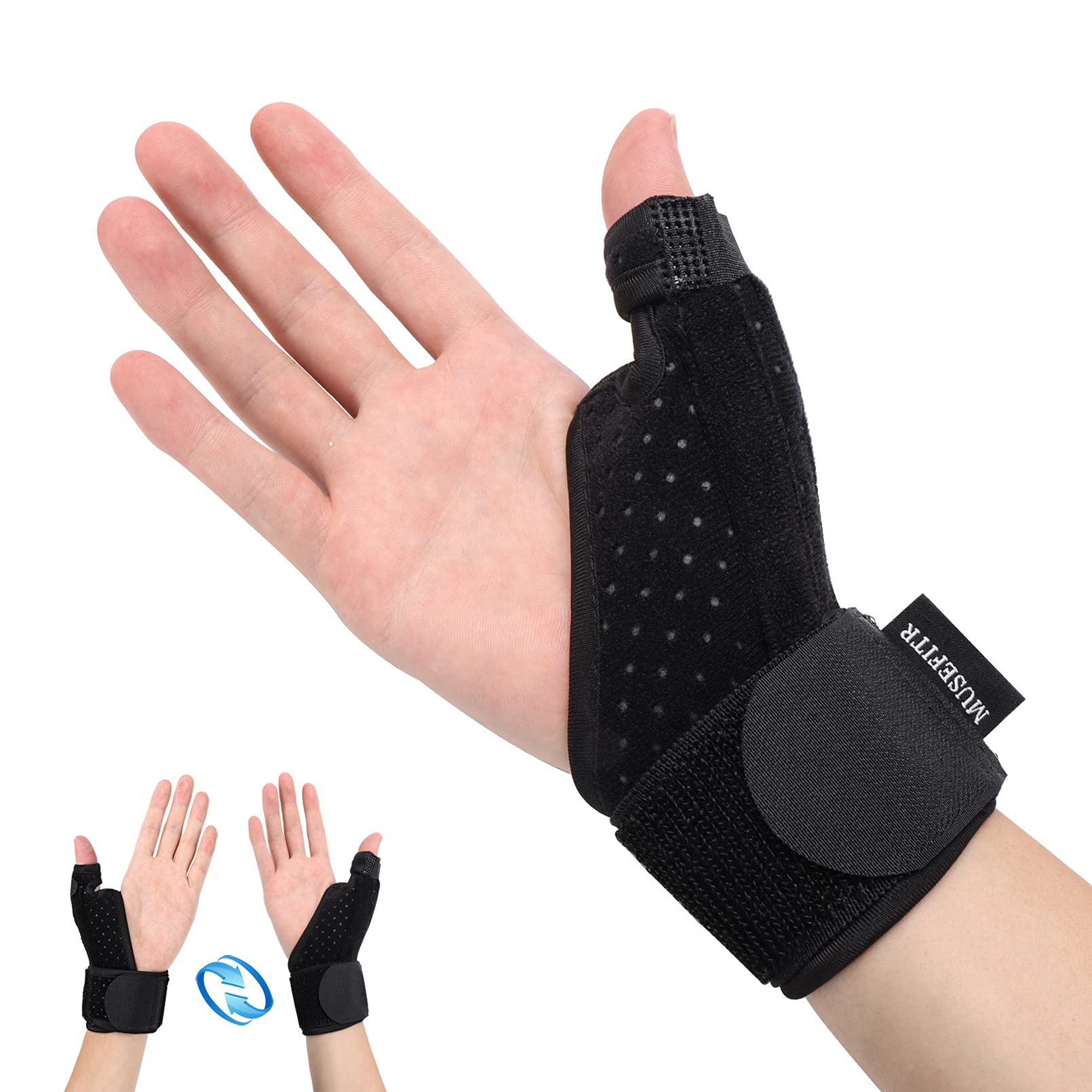 Thumb Splint Brace for Right and Left Hand-Reversible Wrist and Thumb Brace Support for Trigger Thumb, Arthritis, Tendonitis,Thumb Tenosynovitis, Sprained Thumb-Universal Size for Women and Men