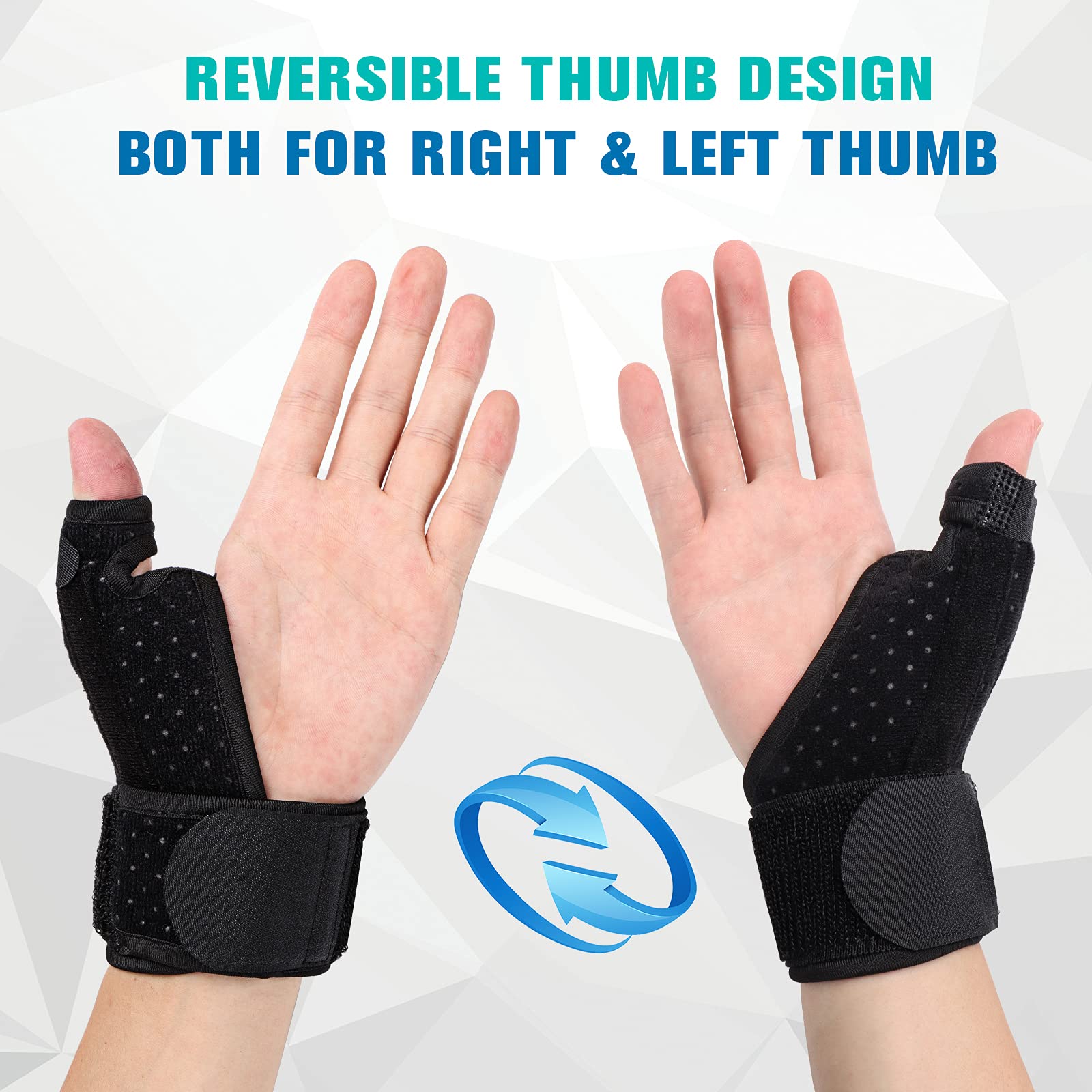 Thumb Splint Brace for Right and Left Hand-Reversible Wrist and Thumb Brace Support for Trigger Thumb, Arthritis, Tendonitis,Thumb Tenosynovitis, Sprained Thumb-Universal Size for Women and Men