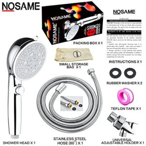 Nosame Newest 6+1 Handheld Shower Head with ON/Off Switch Set High Flow Water Saving ECO Flow Handheld Showerheads with Hose and Brakets for Baby, Pet, RV and Gift,Chrome