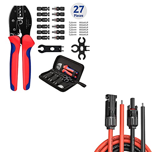 Kohree Solar Crimping Tool Cable Connector + 10 AWG 20 FT Solar Panel Cable Wire Extension Cable