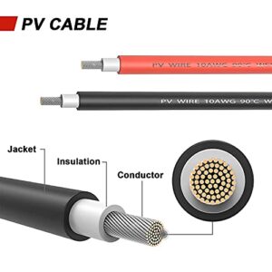 Kohree Solar Crimping Tool Cable Connector + 10 AWG 20 FT Solar Panel Cable Wire Extension Cable