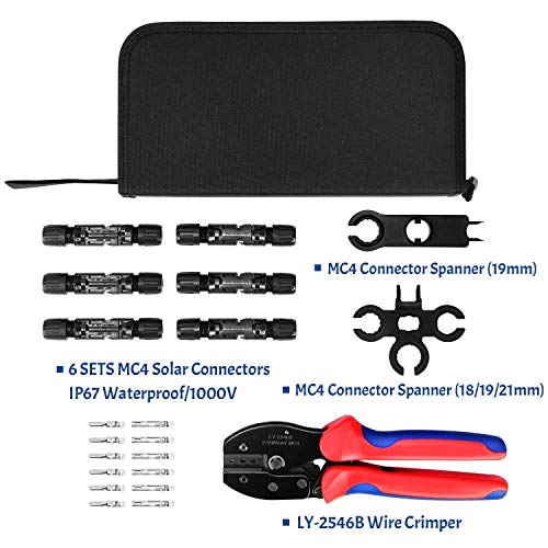 Kohree Solar Crimping Tool Cable Connector + 10 AWG 20 FT Solar Panel Cable Wire Extension Cable