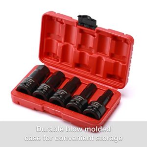 CASOMAN 3/4 Inch Drive Impact Hex Driver Set, 5-Pieces, SAE, 3/4", 7/8", 1", 1-1/8", 1-1/4", 3/4" Drive Master Impact Hex Bit Set, CR-MO, Impact Grade, One-Piece Construction