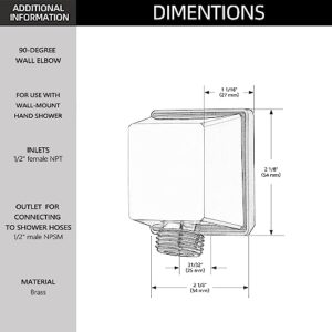 Square Wall Elbow for Hand Held Shower, Stainless