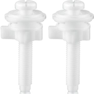 toilet seat screws replacement plastic toilet seat hinge bolt screws with plastic nuts and washers parts kit for fixing the top toilet seat, white (2 pieces)