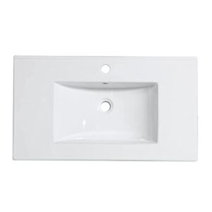 saint birch 24" modern white ceramic bathroom vanity top sink, with single faucet hole