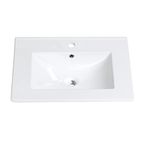 Saint Birch 24" Modern White Ceramic Bathroom Vanity Top Sink, with Single Faucet Hole