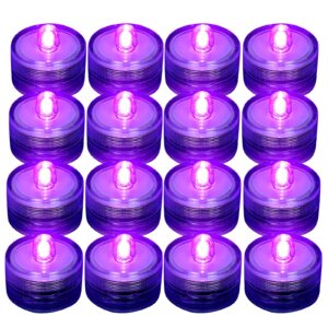 shymery submersible led light,purple waterproof flameless candle tea lights,underwater battery operated seasonal festival celebration light for table,wedding centerpieces, party,pack of 12