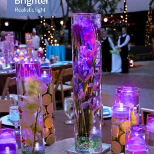 SHYMERY Submersible LED Light,Purple Waterproof Flameless Candle Tea Lights,Underwater Battery Operated Seasonal Festival Celebration Light for Table,Wedding Centerpieces, Party,Pack of 12