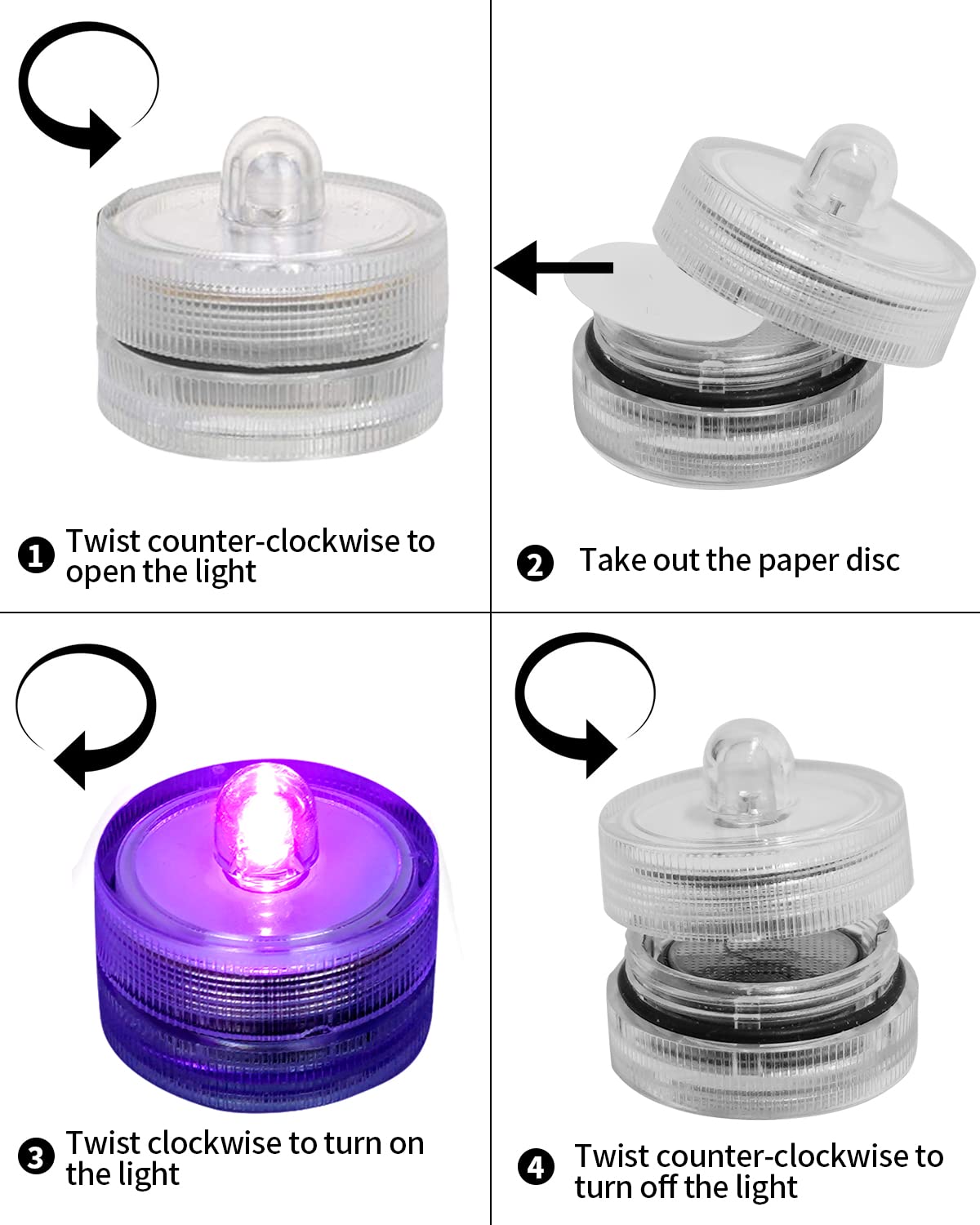 SHYMERY Submersible LED Light,Purple Waterproof Flameless Candle Tea Lights,Underwater Battery Operated Seasonal Festival Celebration Light for Table,Wedding Centerpieces, Party,Pack of 12