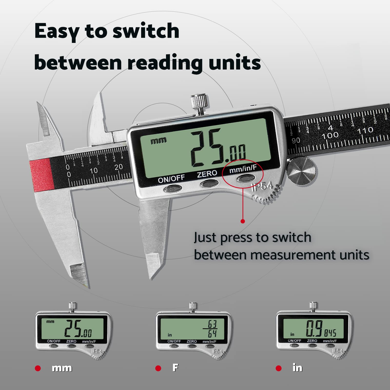 Caliper Measuring Tool 6 inch / 150 mm, Digital Caliper with Extra Large LCD Screen, Digital Micrometer Caliper Vernier IP54 by S&F STEAD & FAST