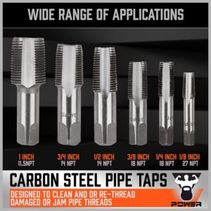 HORUSDY 6-Piece NPT Pipe Tap Set, Sizes Includes 1/8", 1/4", 3/8", 1/2", 3/4" and 1"