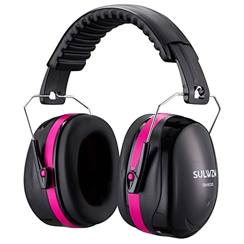 SULWZM Hearing Protection Ear Muffs,NRR 28db Noise Cancelling for Shooting, Mowing, Construction,Rose