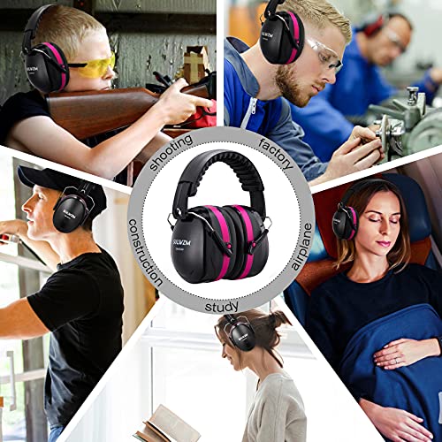 SULWZM Hearing Protection Ear Muffs,NRR 28db Noise Cancelling for Shooting, Mowing, Construction,Rose